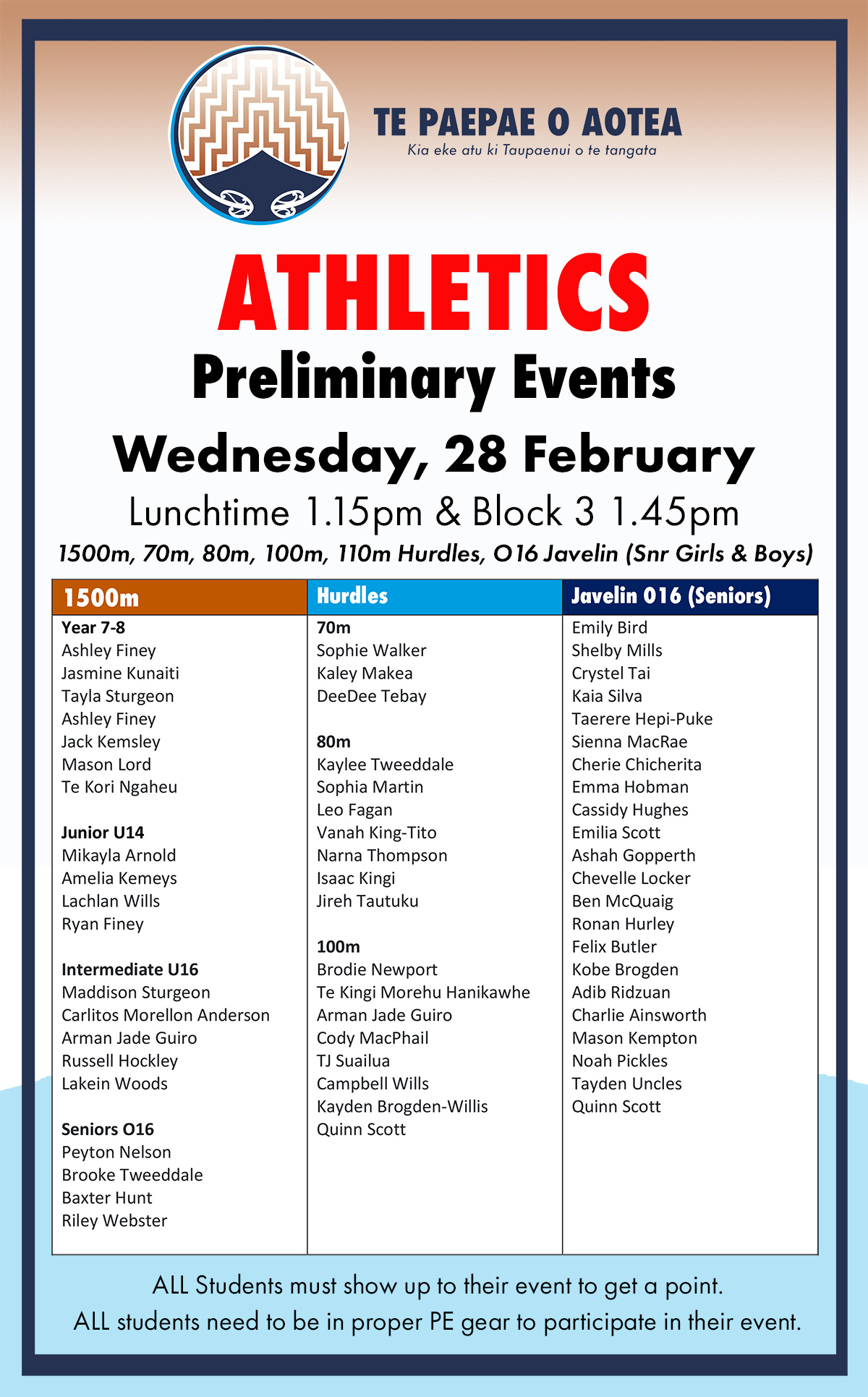 Athletics | Te Paepae O Aotea